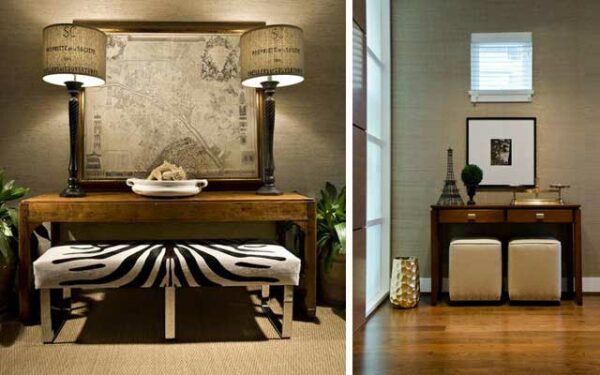 Un par de puffs para decorar la consola