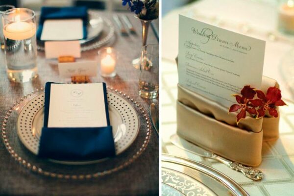 El diseño del menú de boda en la decoración nupcial