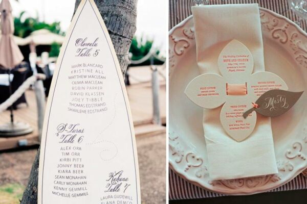 El diseño del menú de boda en la decoración nupcial