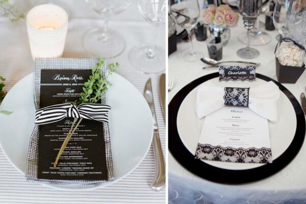 El diseño del menú de boda en la decoración nupcial