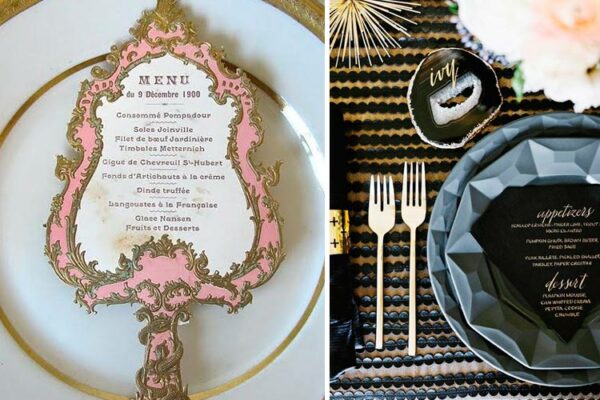 El diseño del menú de boda en la decoración nupcial