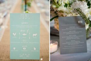 El diseño del menú de boda en la decoración nupcial