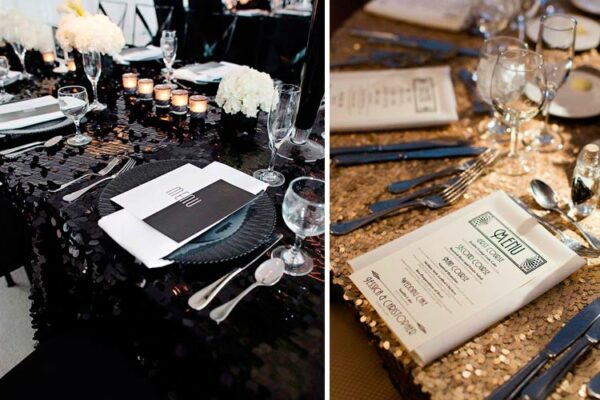 El diseño del menú de boda en la decoración nupcial